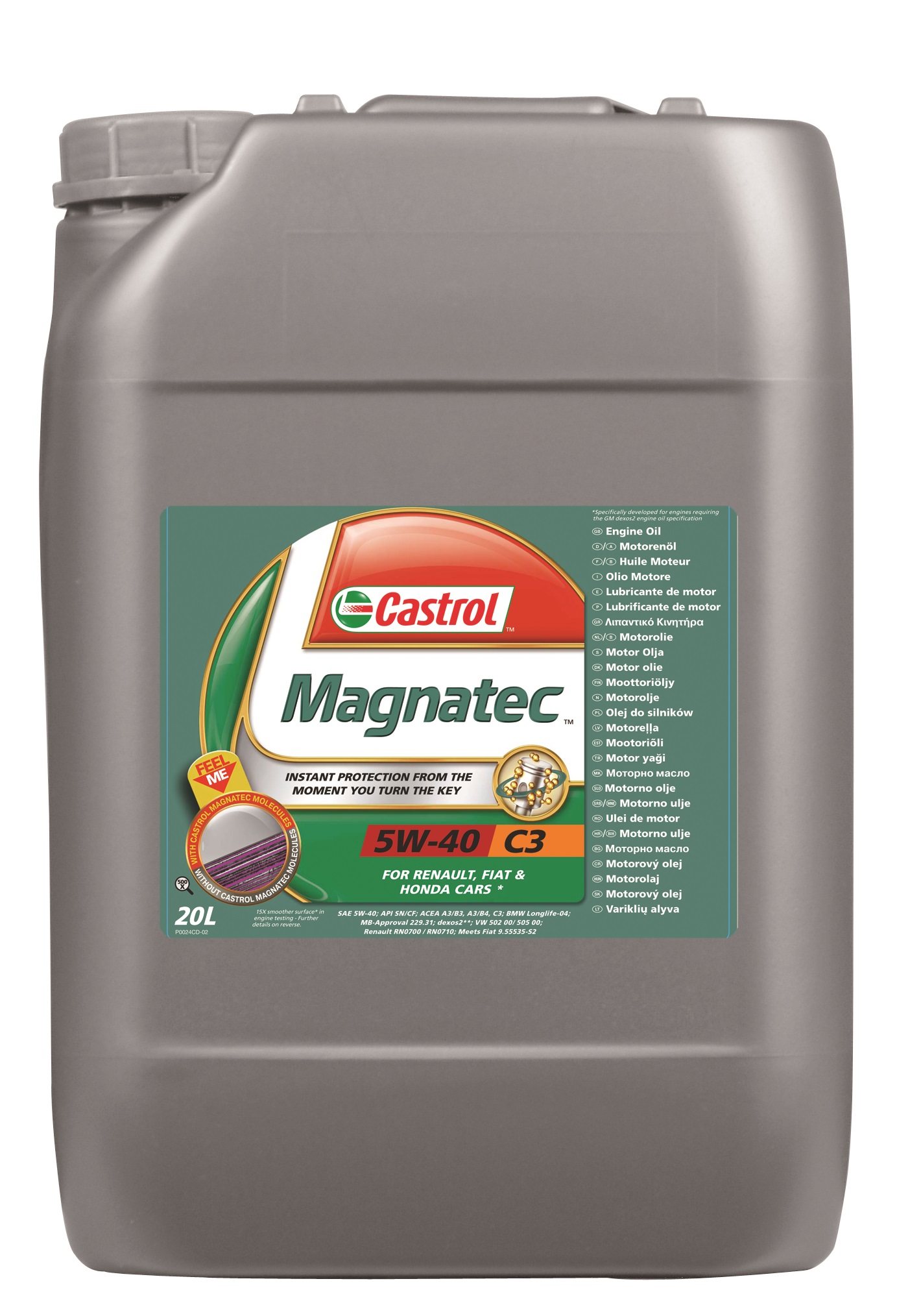Magnatec 5W40 C3 fuldsyntetisk olie - 20L | Castrol | Landberg.dk